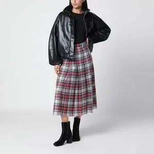 MAISON MARGIELA Long Pleated Wool-blend Skirt With Check Pattern - Multicolor