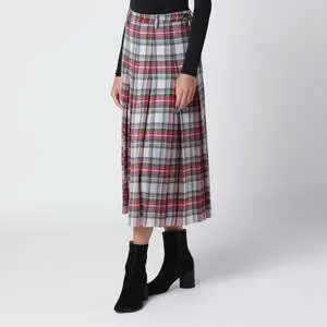MAISON MARGIELA Long Pleated Wool-blend Skirt With Check Pattern - Multicolor