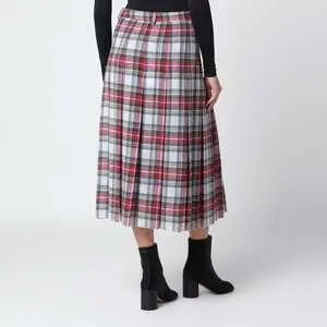 MAISON MARGIELA Long Pleated Wool-blend Skirt With Check Pattern - Multicolor