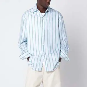 JW Anderson Striped Cotton Shirt - Light Blue