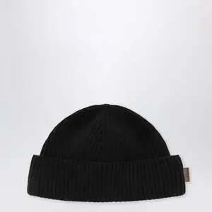 AMI Paris Ribbed Wool Beanie - Black