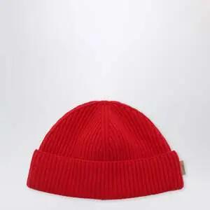 AMI Paris Ruby Ribbed Wool Beanie - Red