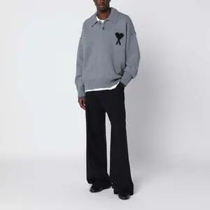 AMI Paris De Coeur Wool Polo Sweater