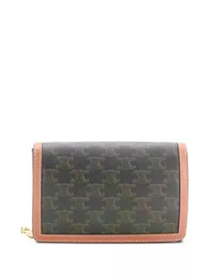 Celine Enveloppe Wallet On Strap Triomphe Coated Canvas Crossbody Bag - Brown