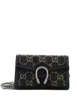 Gucci Dionysus Bag Gg Denim Super Mini Crossbody Bag - Black