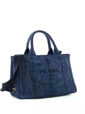 Prada Canapa Convertible Denim Mini Tote Bag - Blue