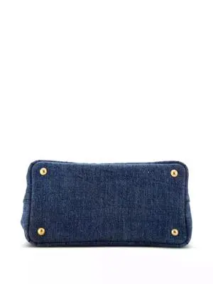 Prada Canapa Convertible Denim Mini Tote Bag - Blue