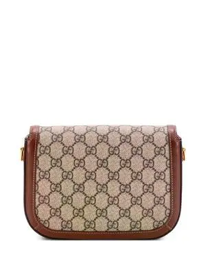 Gucci Horsebit 1955 Shoulder Bag Gg Coated Canvas With Leather Mini Crossbody Bag - Brown