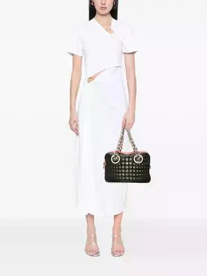 Prada 2013-2026 Perforated Leather City Fori Chain Handbag - Black