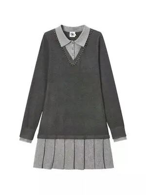 B+AB Chain-embellished Pleated Mini Dress