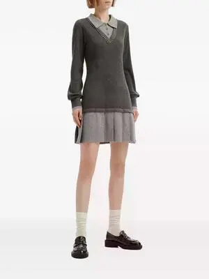 B+AB Chain-embellished Pleated Mini Dress
