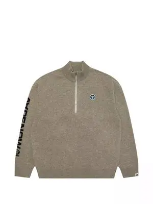 AAPE BY *A BATHING APE Aapenow Logo-print Half-zip Sweater - Grey