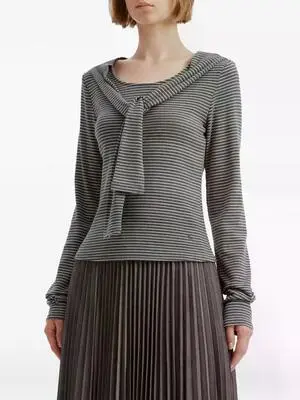 TOUT A COUP Striped Tie-detail Top