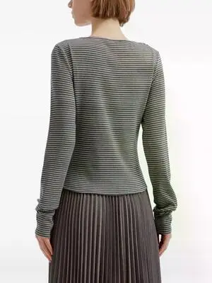 TOUT A COUP Striped Tie-detail Top