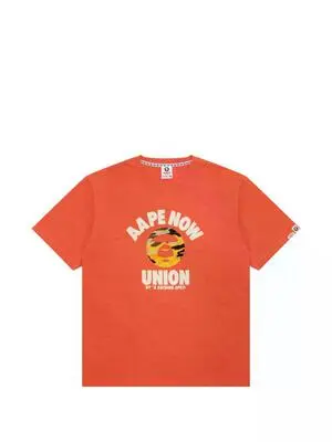 AAPE BY *A BATHING APE Moonface Logo-print Cotton T-shirt - Orange