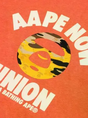 AAPE BY *A BATHING APE Moonface Logo-print Cotton T-shirt - Orange