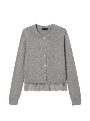 TOUT A COUP Lace-trim Cardigan - Grey