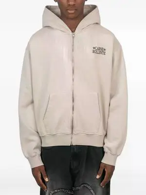 CARNE BOLLENTE Dot Connector Graphic-print Zip-up Hoodie - Neutrals