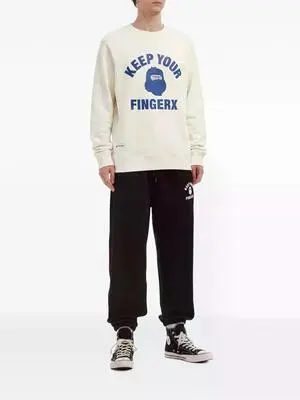 FINGERCROXX Graphic-print Cotton Sweatshirt - Neutrals