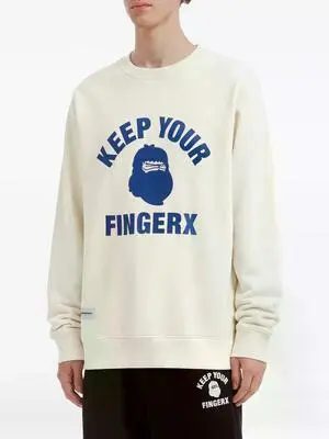 FINGERCROXX Graphic-print Cotton Sweatshirt - Neutrals