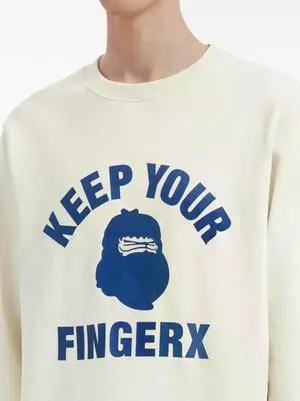 FINGERCROXX Graphic-print Cotton Sweatshirt - Neutrals