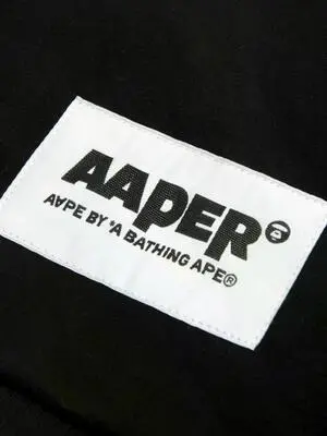 AAPE BY *A BATHING APE Aaper Graphic-print Snap-button Hoodie - Black