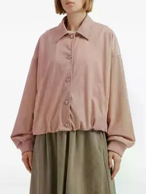 TOUT A COUP Button-up Elasticated-hem Jacket - Pink