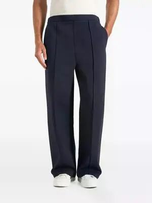 Manière De Voir Jerome In Navy Wide Leg Neoprene Pants - Blue