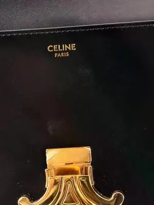 Celine Triomphe Shoulder Bag Smooth Calfskin Teen Crossbody Bag - Black