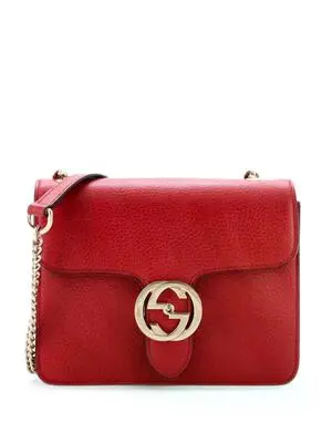 Gucci Interlocking Leather Small Shoulder Bag - Red