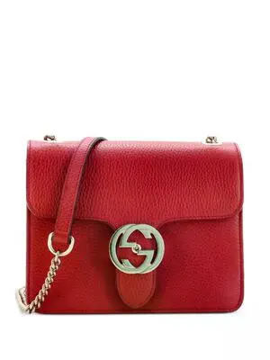 Gucci Interlocking Leather Small Shoulder Bag - Red