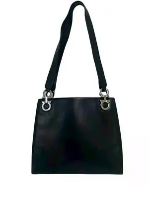 FERRAGAMO 2000-2010 Leather Gancini Tote Bag - Black