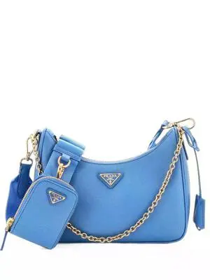 Prada Re-edition 2005 Shoulder Bag Saffiano Leather Small Crossbody Bag Blue