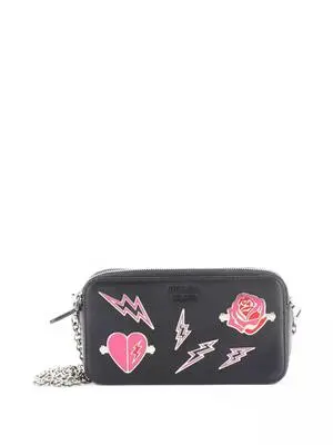 Prada Double Zip Wallet On Chain Printed Saffiano Leather Mini Crossbody Bag