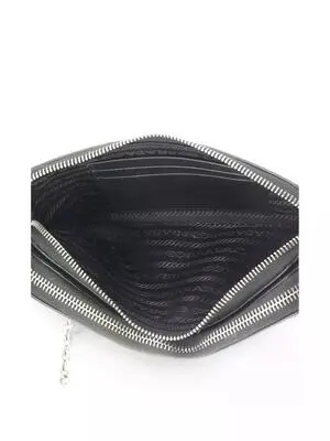 Prada Double Zip Wallet On Chain Printed Saffiano Leather Mini Crossbody Bag