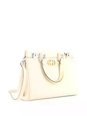 Gucci Zumi Top Handle Bag Leather Small Satchel - White