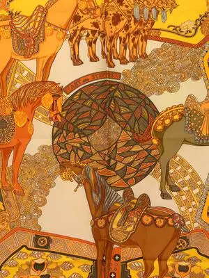 Hermès 20th Century Art Des Steppes Silk Scarf Scarves - Brown