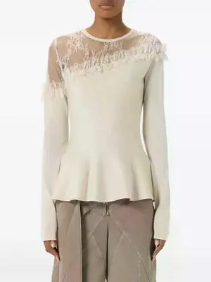 Blumarine Lace-trim Peplum Sweater