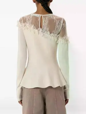 Blumarine Lace-trim Peplum Sweater