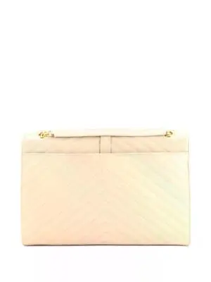 Saint Laurent Classic Monogram Envelope Satchel Matelasse Chevron Leather Large Shoulder Bag - Neutrals