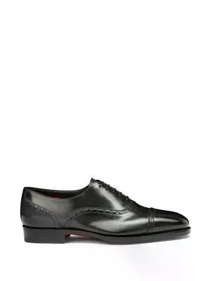 Santoni Perforated Leather Oxford Shoes - Black