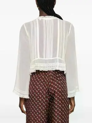 DÔEN Elodine Lace-trim Blouse - Neutrals