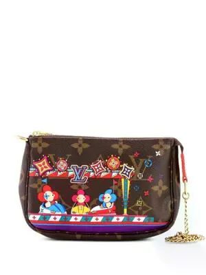 LOUIS VUITTON Pochette Accessoires Limited Edition Vivienne Xmas Monogram Canvas Mini Clutch Bag - Brown