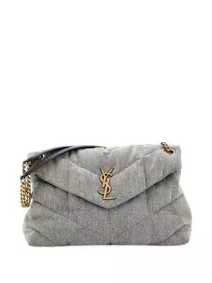 Saint Laurent Loulou Puffer Quilted Vintage Denim Medium Shoulder Bag