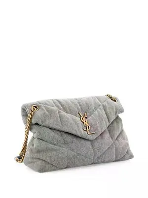 Saint Laurent Loulou Puffer Quilted Vintage Denim Medium Shoulder Bag