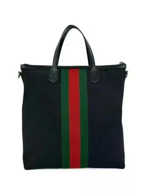 Gucci 2016-2026 Canvas Techno Web Vertical Zip Tote Satchel