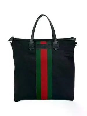 Gucci 2016-2026 Canvas Techno Web Vertical Zip Tote Satchel