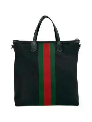 Gucci 2016-2026 Canvas Techno Web Vertical Zip Tote Satchel