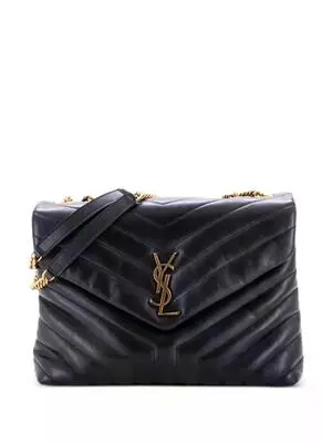 Saint Laurent Loulou Matelasse Chevron Leather Medium Shoulder Bag - Black