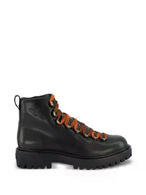 Prada Logo-embossed Leather Boots - Black